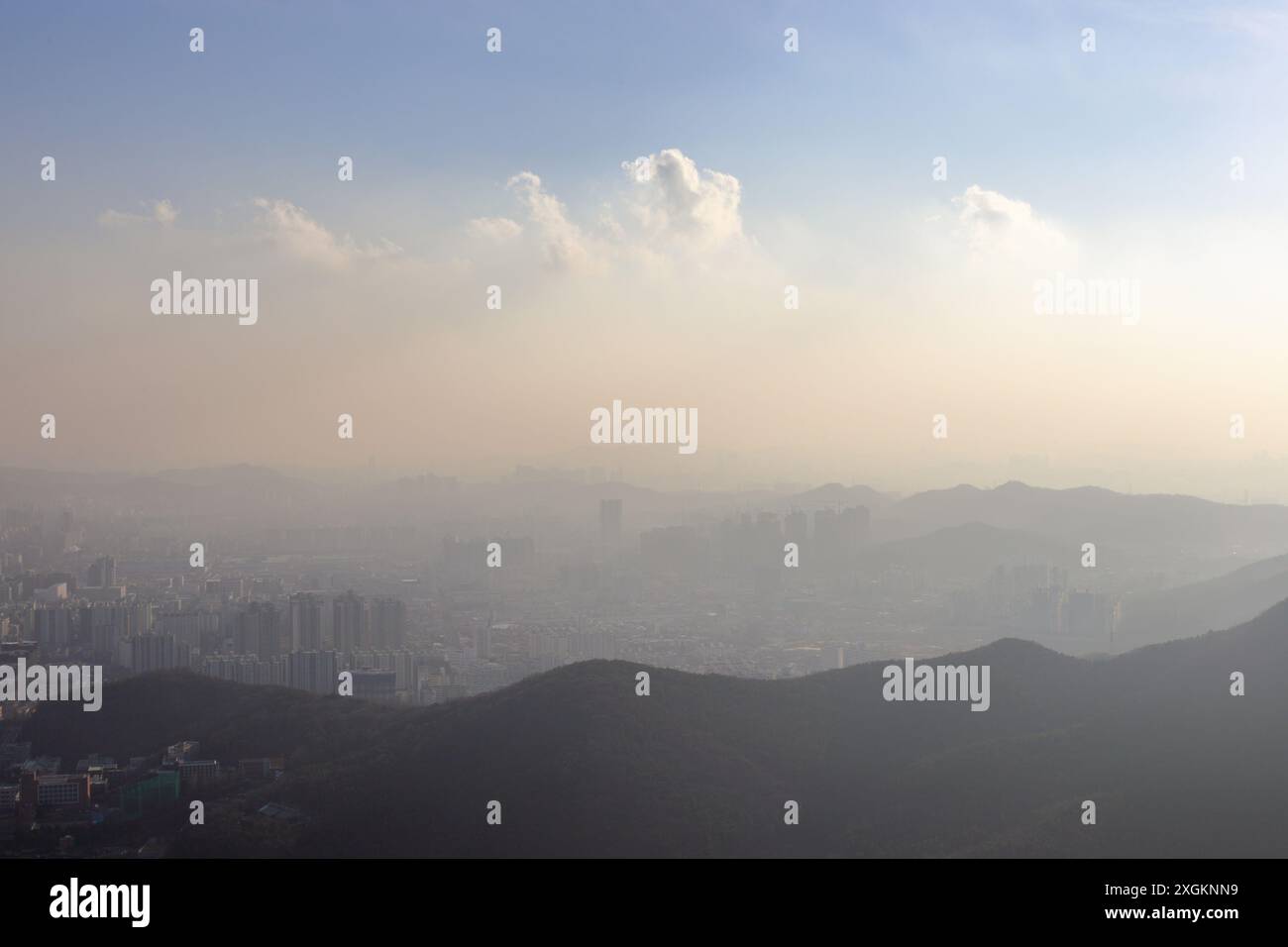 Visible air pollution in one of cities in South Korea Stock Photo - Alamy