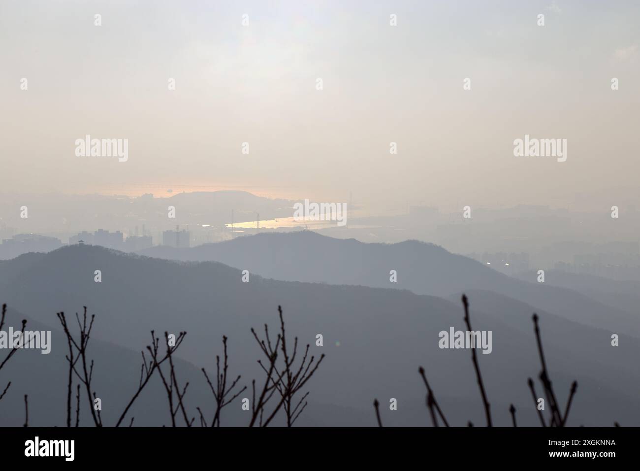 Visible air pollution in one of cities in South Korea Stock Photo - Alamy
