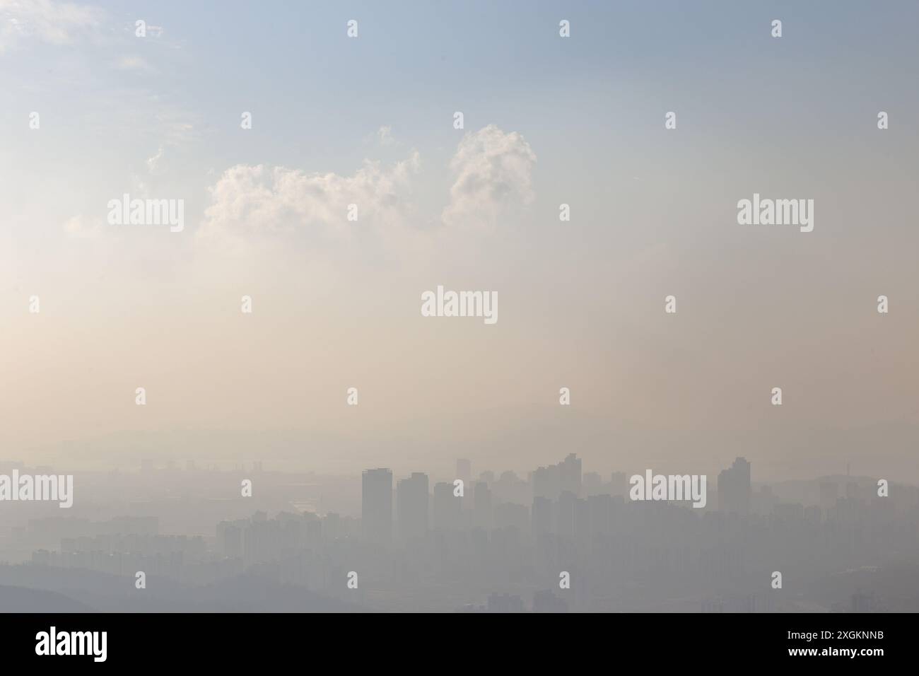 Visible air pollution in one of cities in South Korea Stock Photo - Alamy