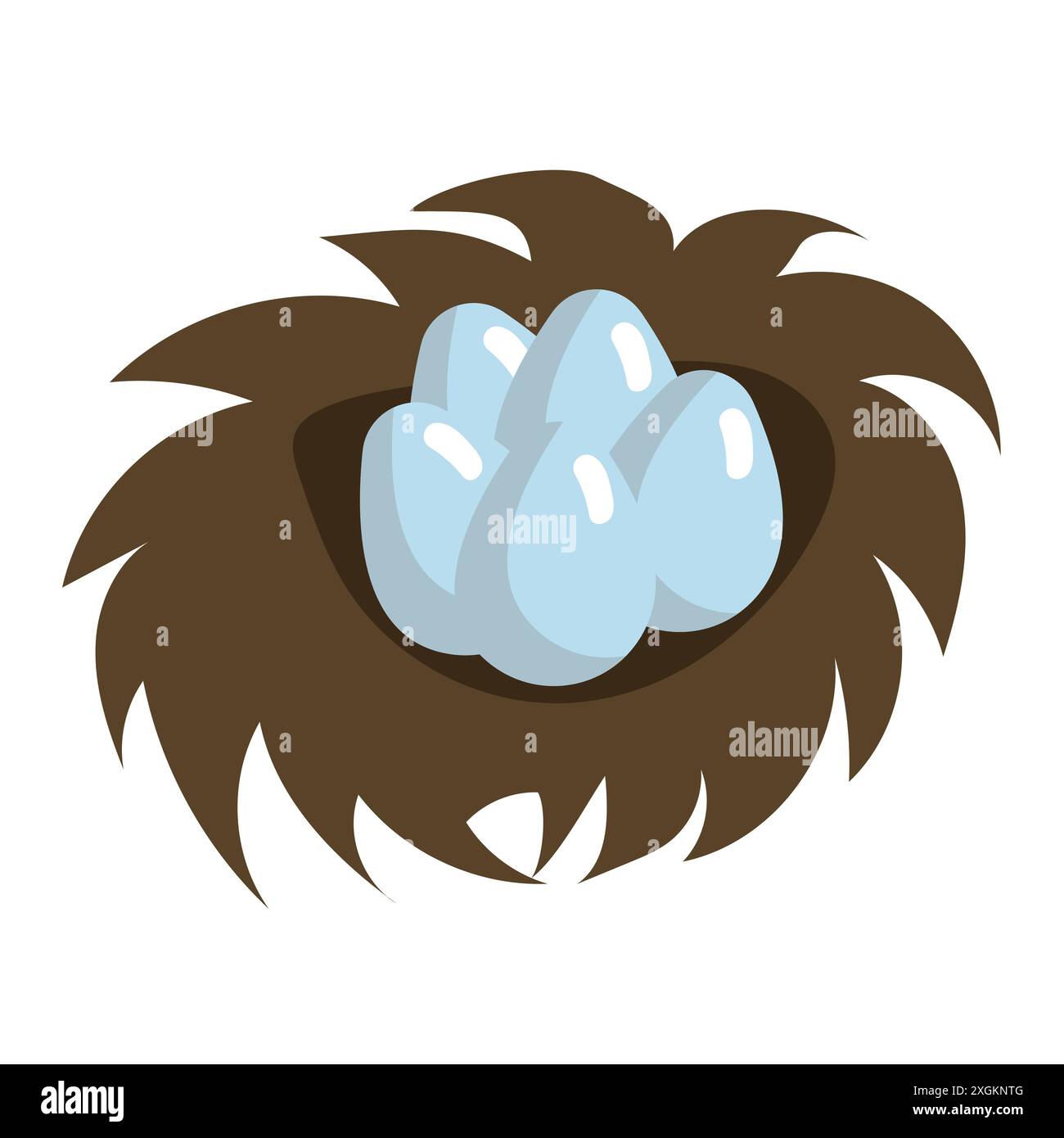 Birds nest with eggs in carton style. Simple vector illustration ...