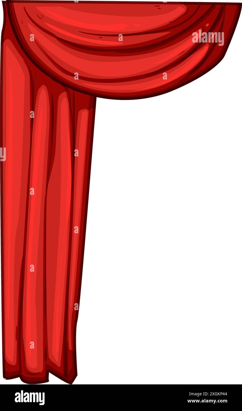 velvet red curtain cartoon vector illustration Stock Vector Image & Art ...