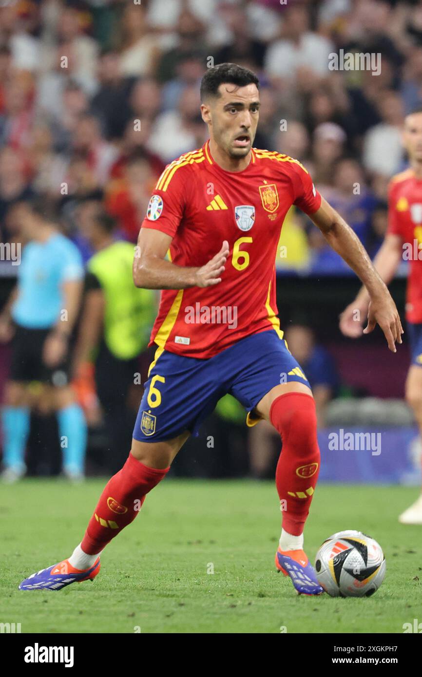 Munich, Germany, 9, July, 2024. Mikel Merino dribbles with the ball ...