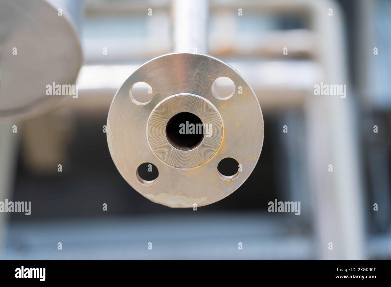 Disassembled flange connection of small diameter pipes at a natural gas ...