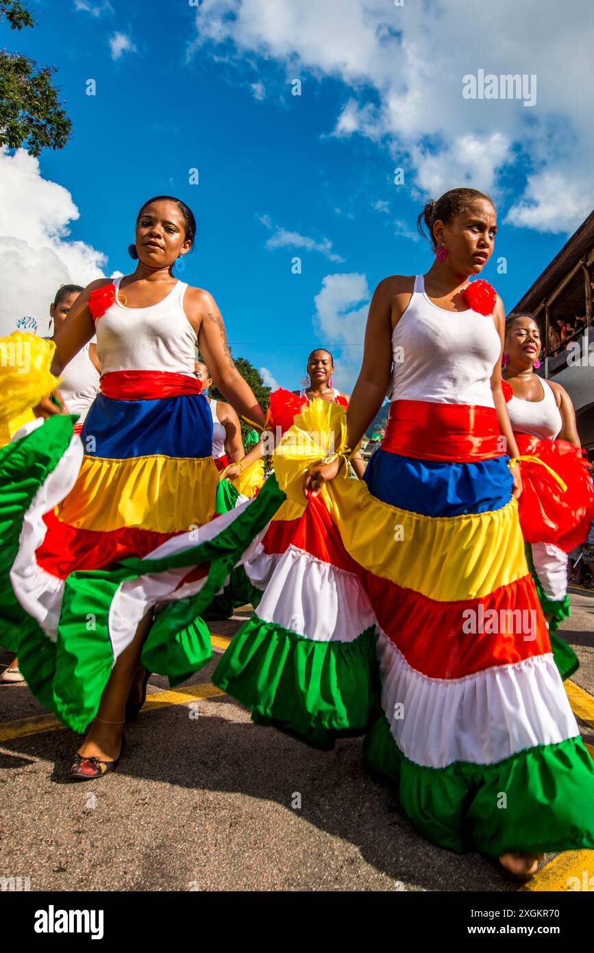 Street parade in the International Carnival Seychelles, in Victoria ...