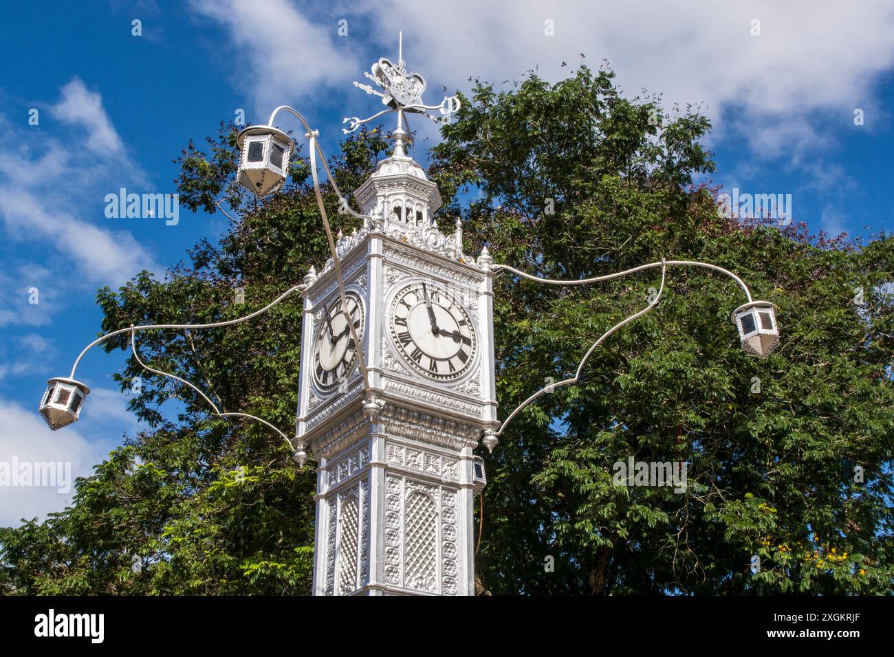 The Victoria Clock tower in downtown Victoria, Mahe, Republic of ...