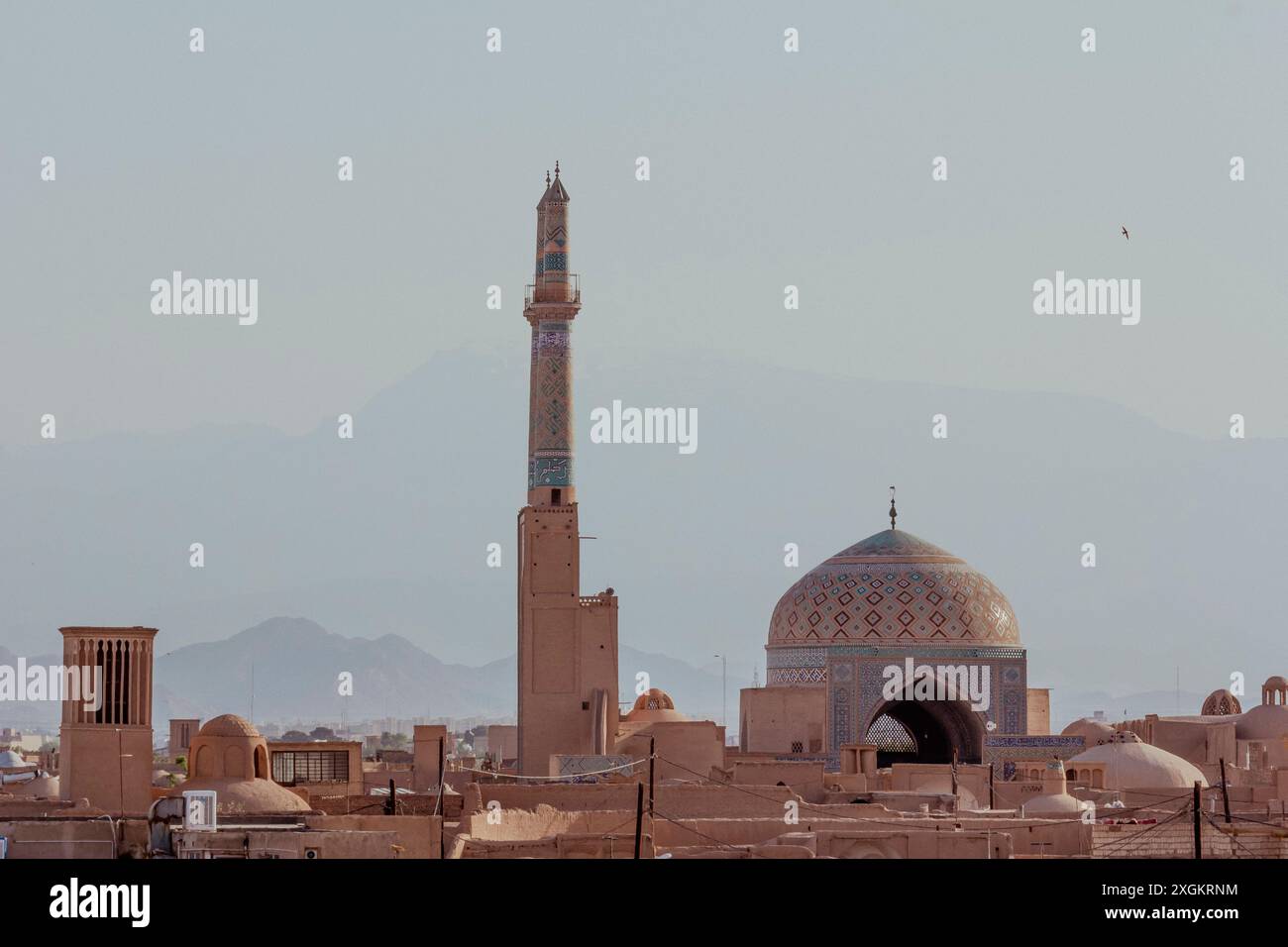 Cityscape of the ancient town in Yazd Iran with impeccable details of ...