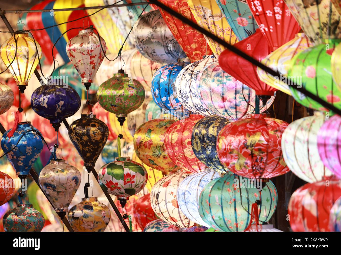 Hoi An traditional color lantern on the street in Vietnam as one of ...