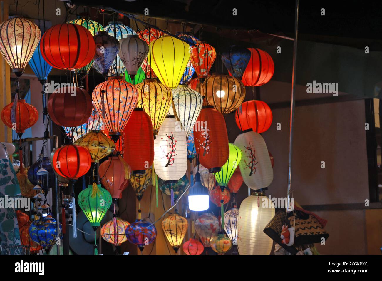 Hoi An traditional color lantern on the street in Vietnam as one of ...