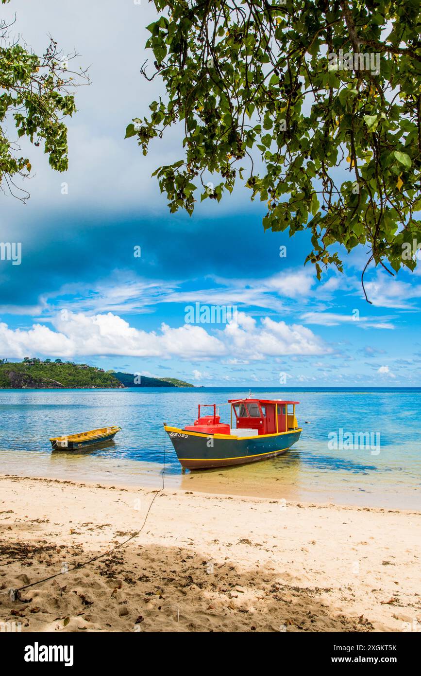 Local fishermen boat, Mahe, Republic of Seychelles, Indian Ocean Stock ...