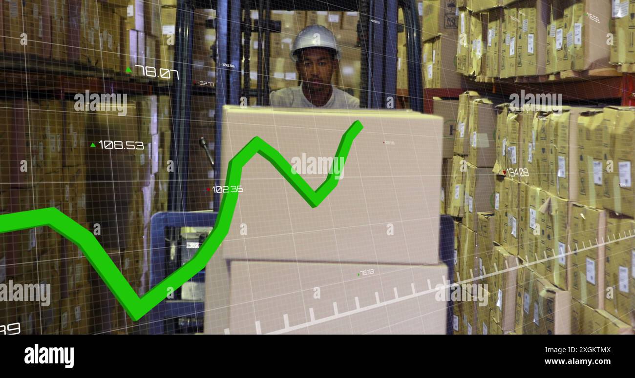 Image of statistical data processing over biracial male worker ...