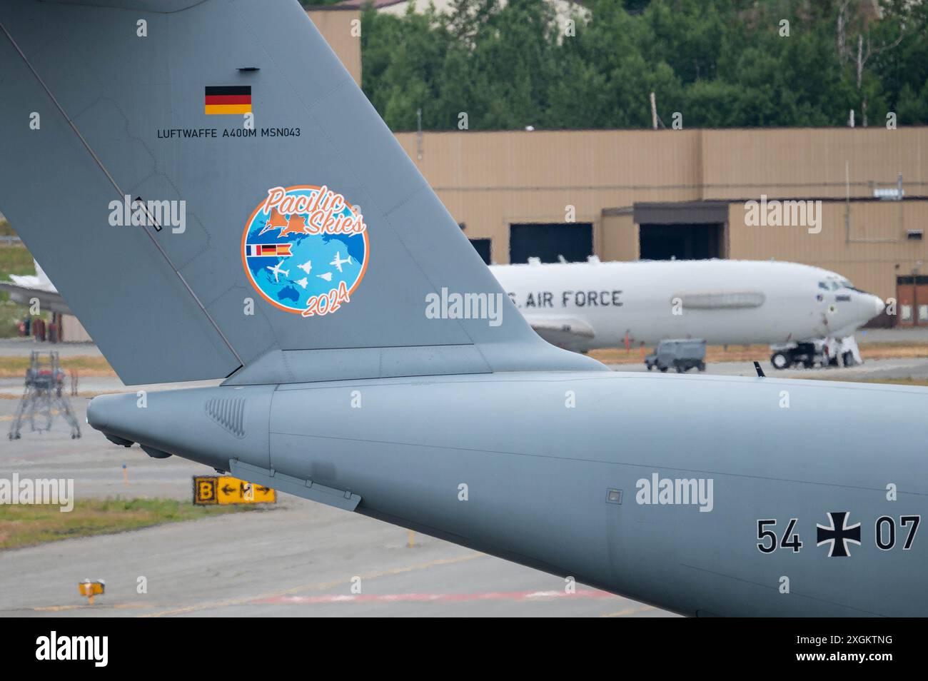 A German Air Force A400M Atlas taxis for take off during exercise ...