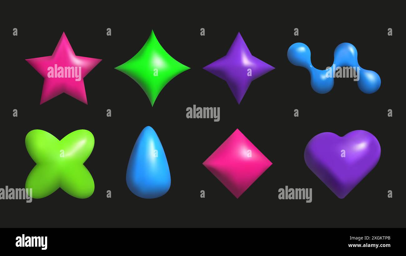 3D plastic elements set isolated abstract shapes. Geometric shapes are ...
