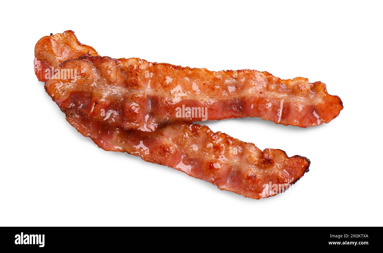 Two crispy strips bacon Cut Out Stock Images & Pictures - Alamy