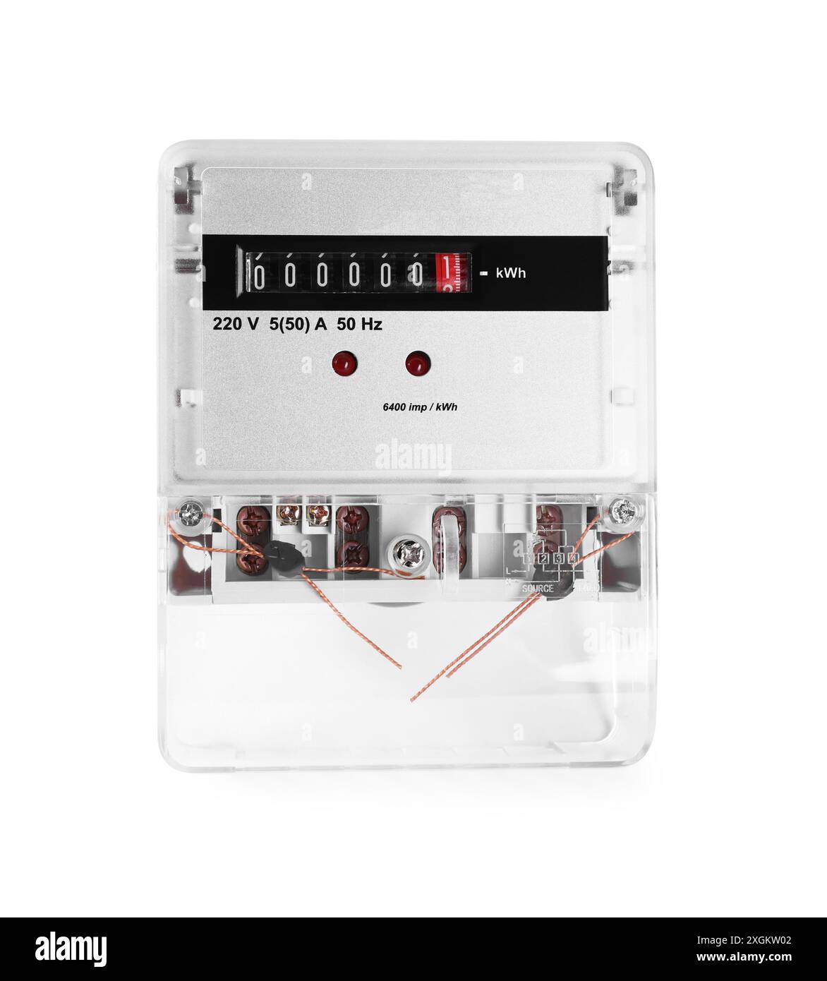 Electric meter isolated on white. Energy measuring device Stock Photo ...