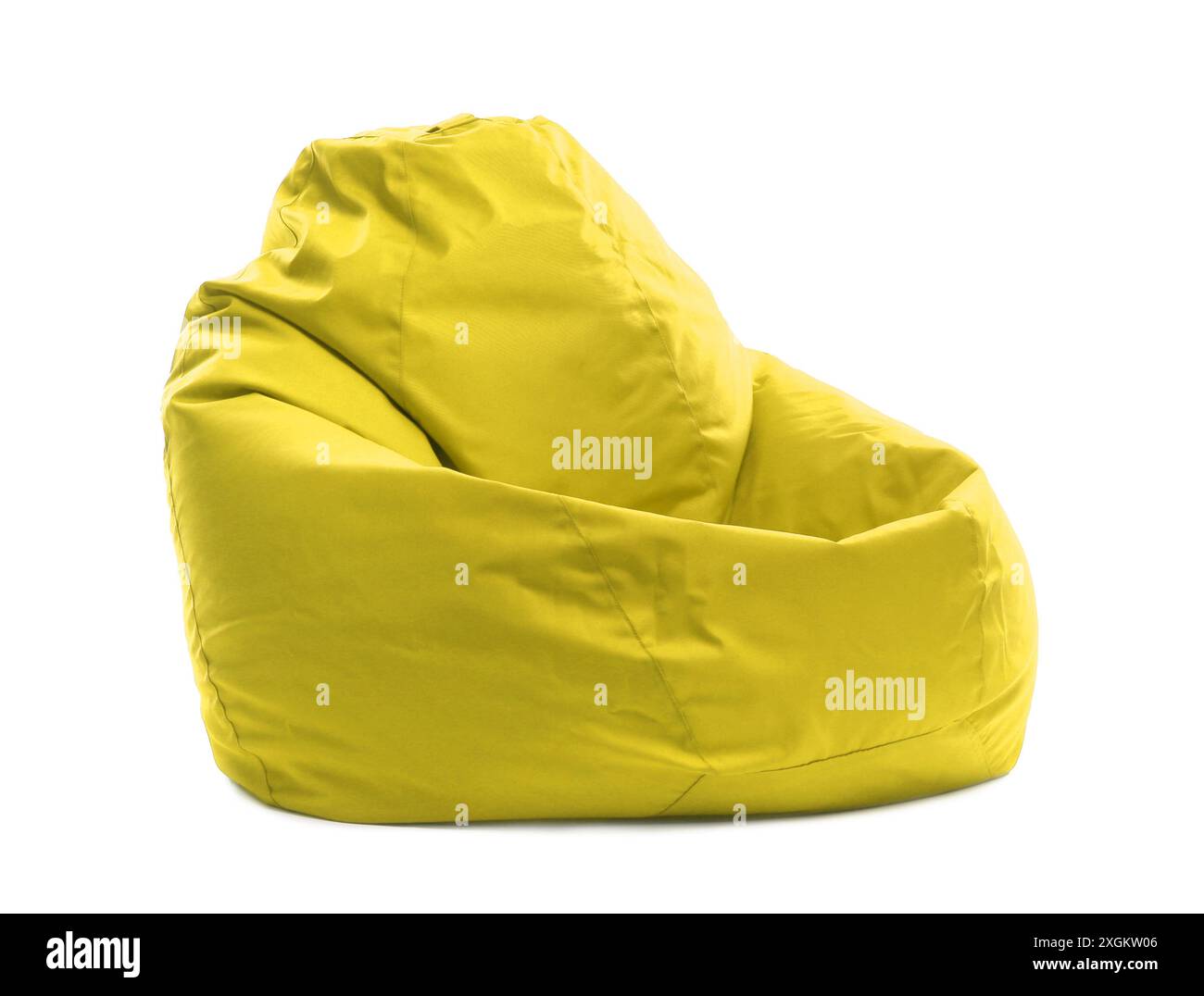 One yellow bean bag chair isolated on white Stock Photo - Alamy