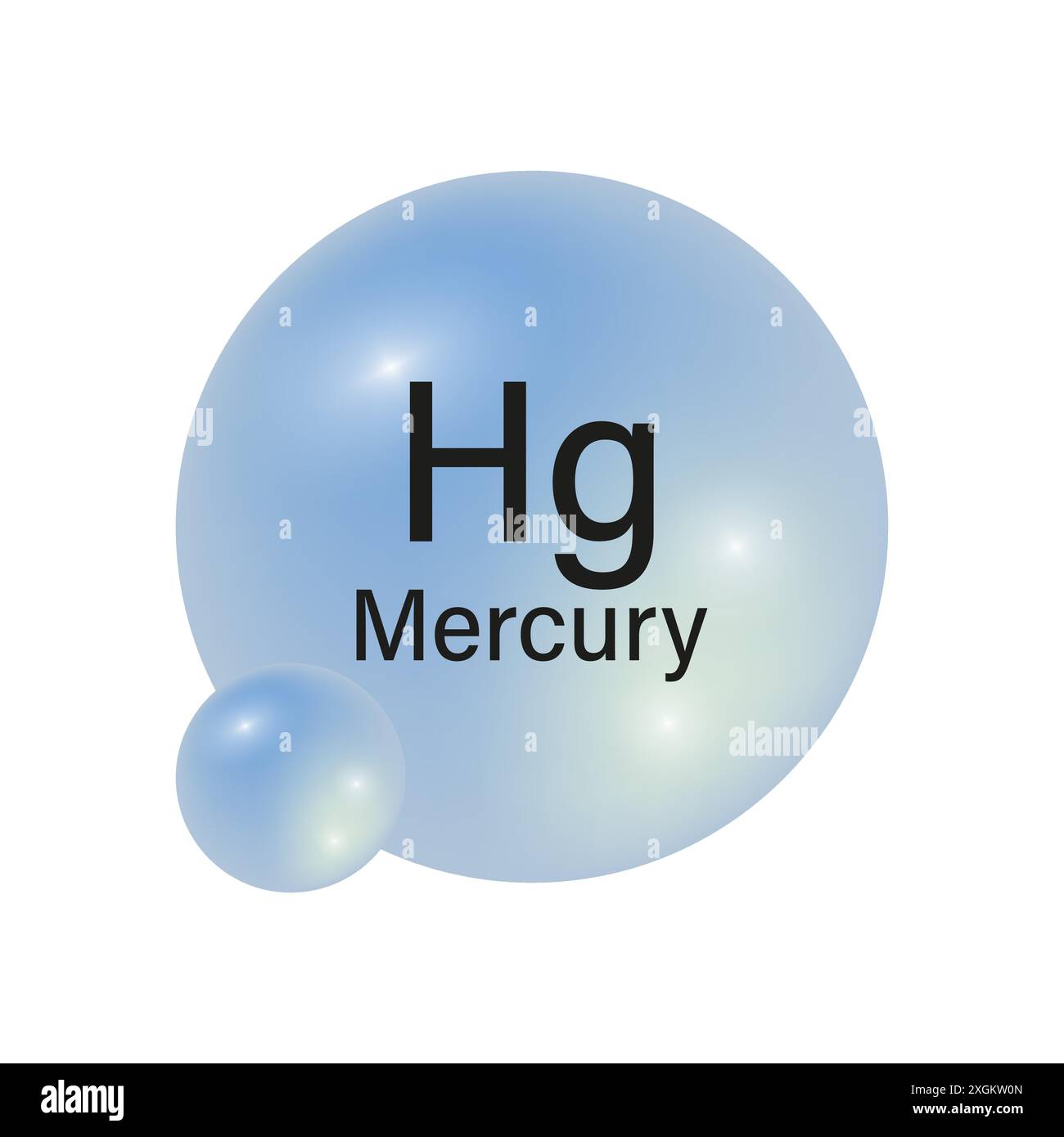 Mercury Element Icon Glossy Blue Sphere Chemical Symbol Hg Vector Illustration Stock Vector