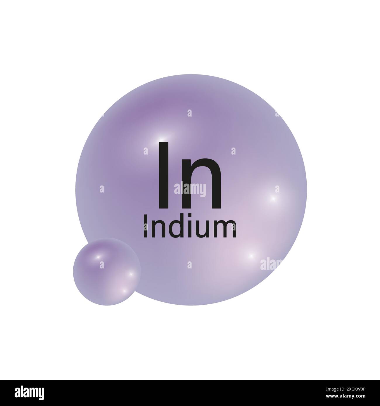 Indium element symbol. Purple gradient sphere. Chemical icon vector. Periodic table detail Stock ...