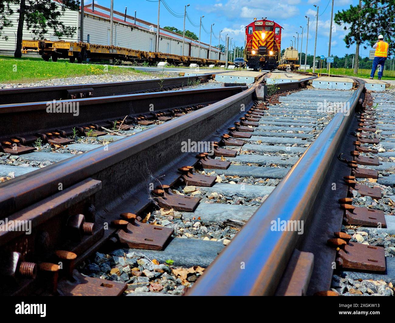 Members of the Fort McCoy rail operations team move railcars July 8 ...
