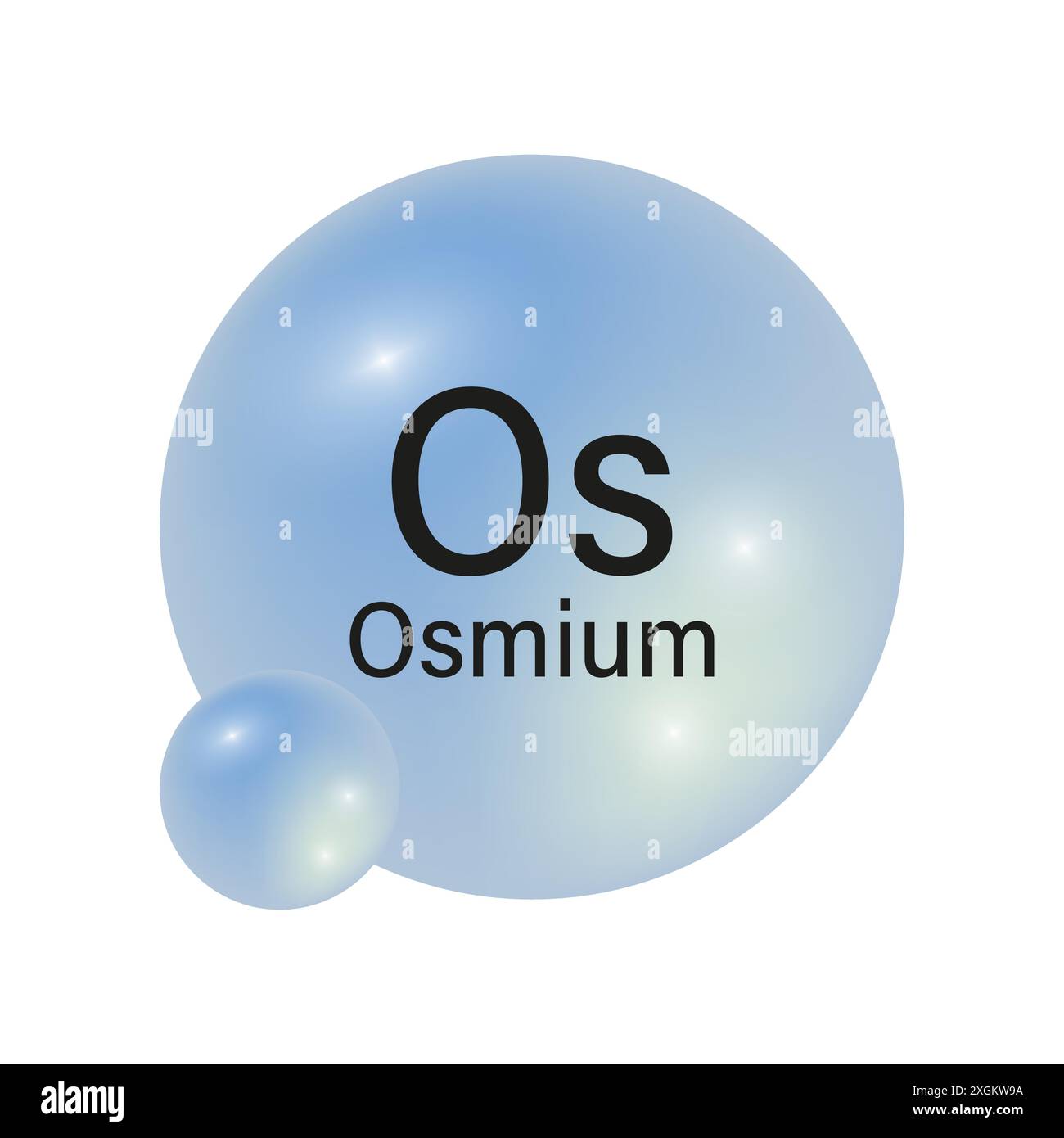 Osmium element icon. Glossy blue sphere. Chemical symbol Os. Vector ...