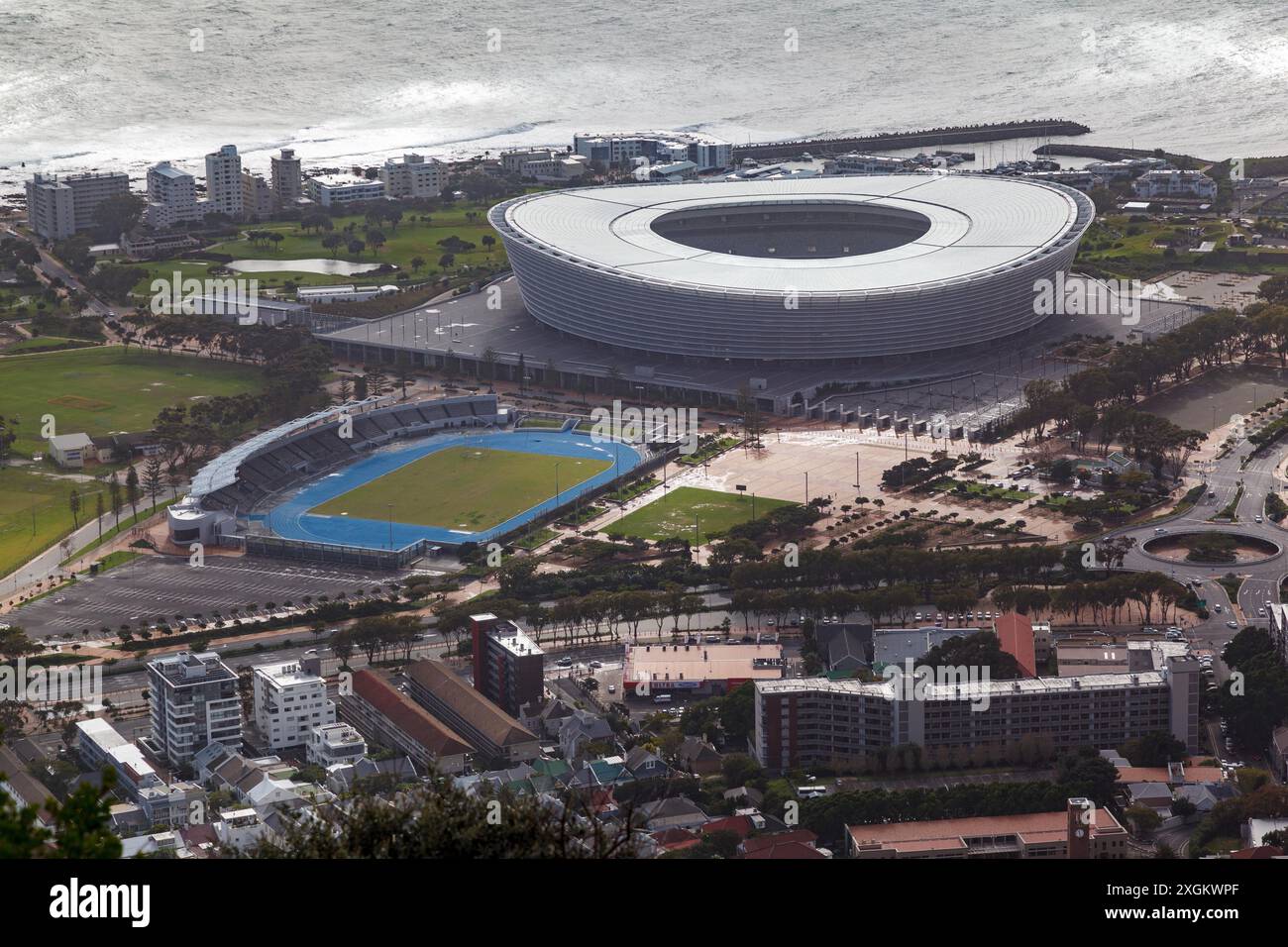 Top view of the Green Point Stadium in Cape Town, South Africa Stock ...