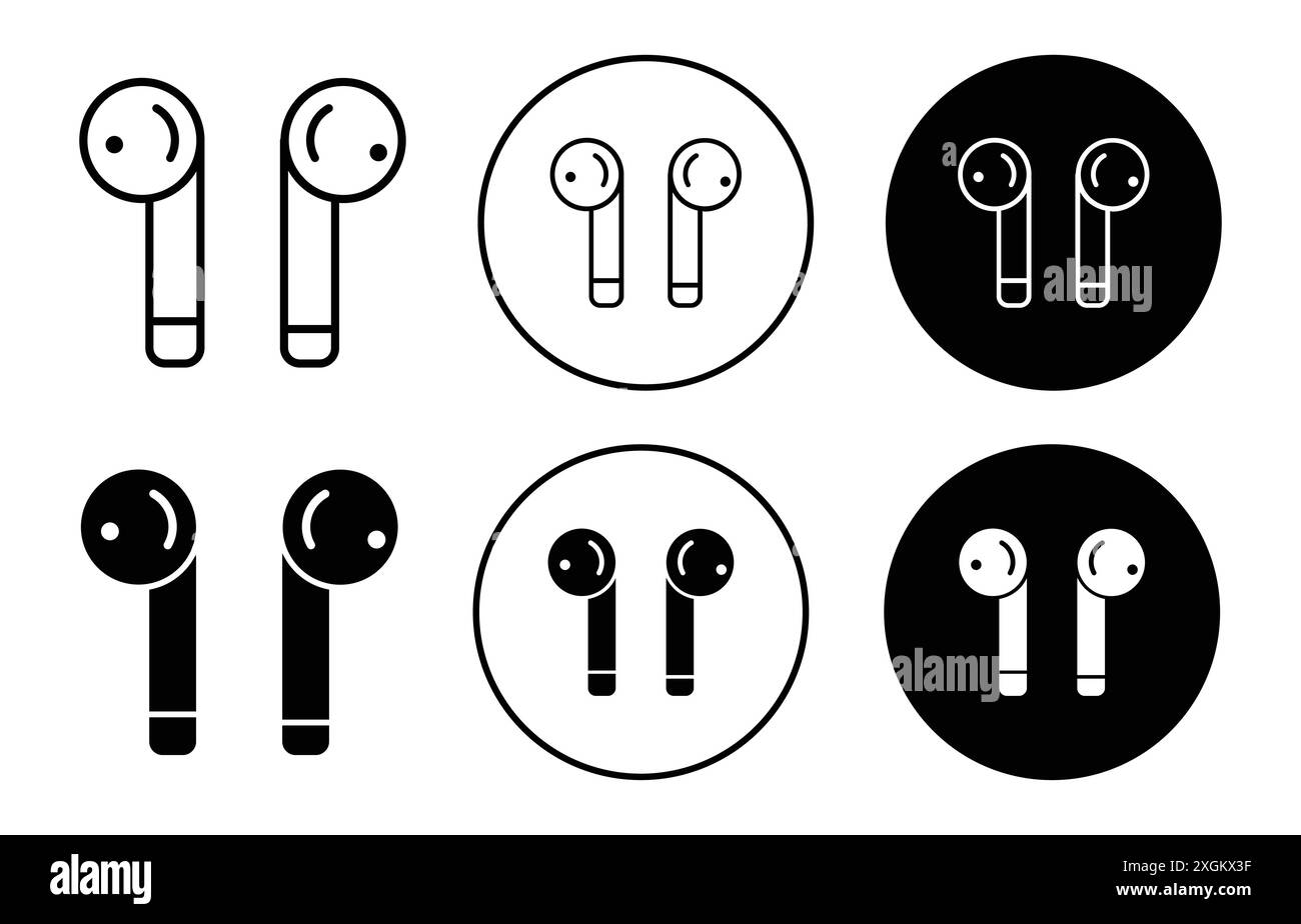Air pods icon logo sign vector outline in black and white color Stock ...