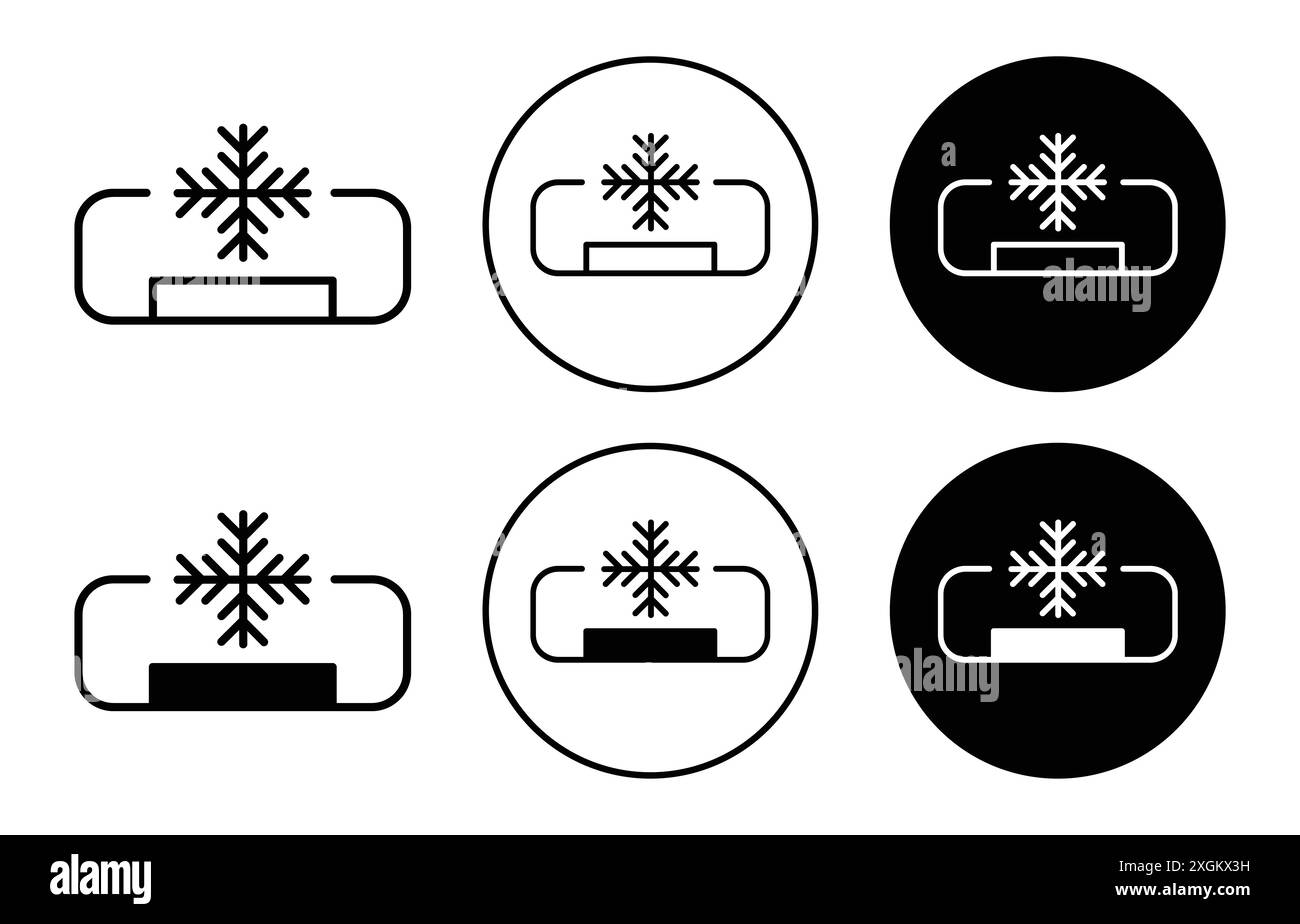 AC unit icon logo sign vector outline in black and white color Stock ...