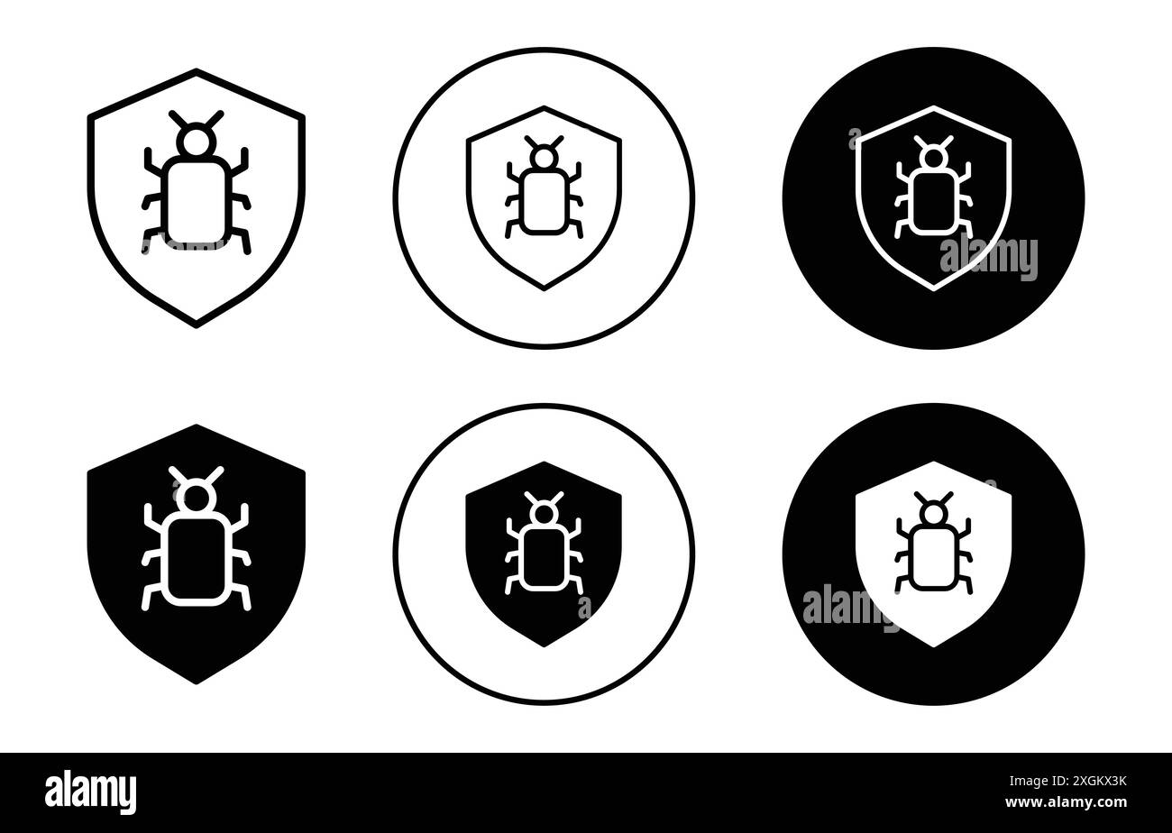 Antivirus icon logo sign vector outline in black and white color Stock ...