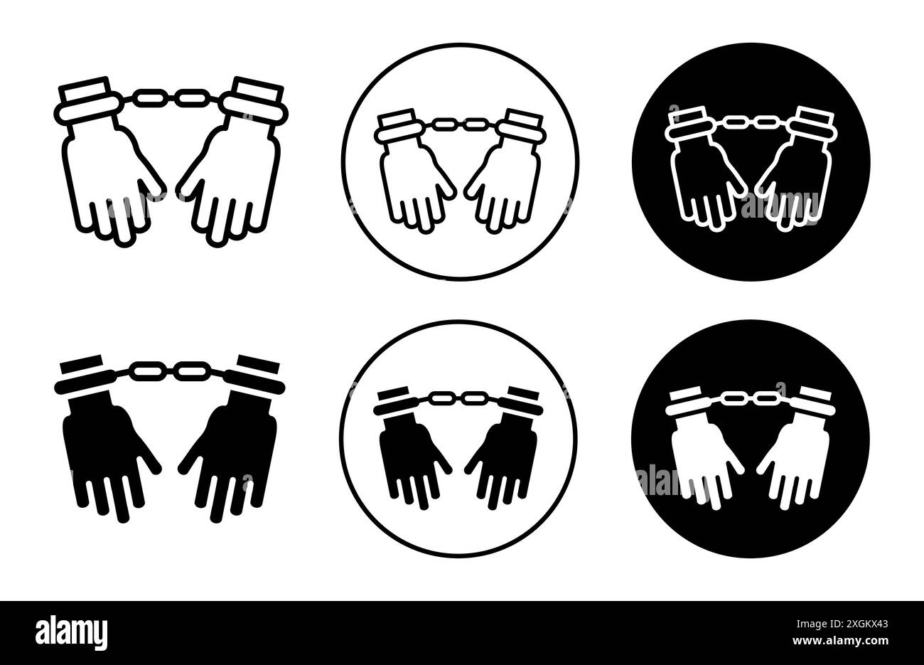 Arrested icon logo sign vector outline in black and white color Stock ...