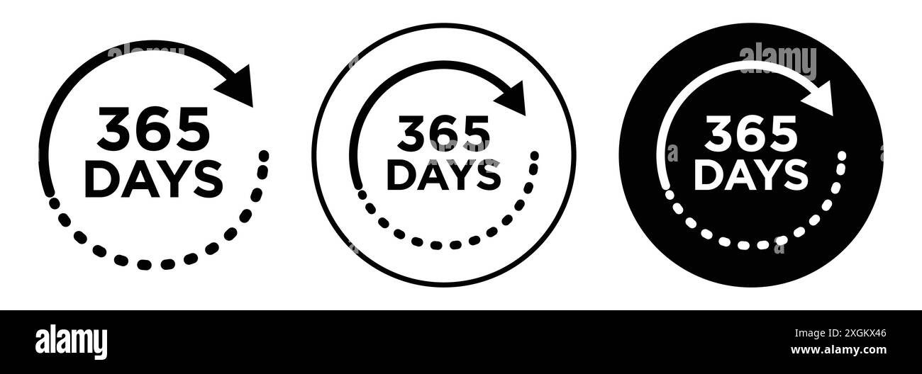 365 day Icon logo sign vector outline in black and white color Stock ...