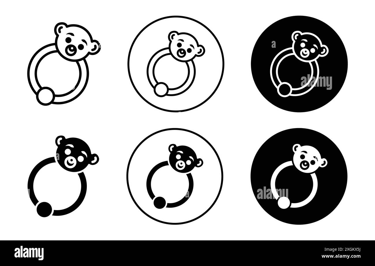 Baby teether icon logo sign vector outline in black and white color ...