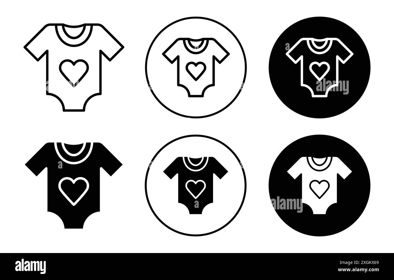 Baby onesie icon logo sign vector outline in black and white color ...