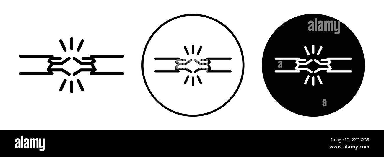 Broken Wire Icon icon logo sign vector outline in black and white color ...
