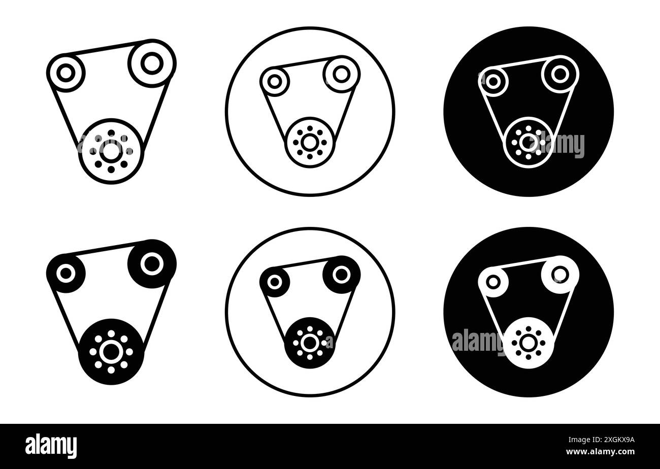 car fan belt icon logo sign vector outline in black and white color ...