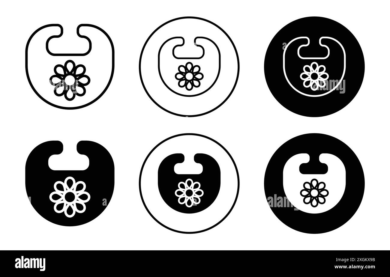 Baby bib icon logo sign vector outline in black and white color Stock ...