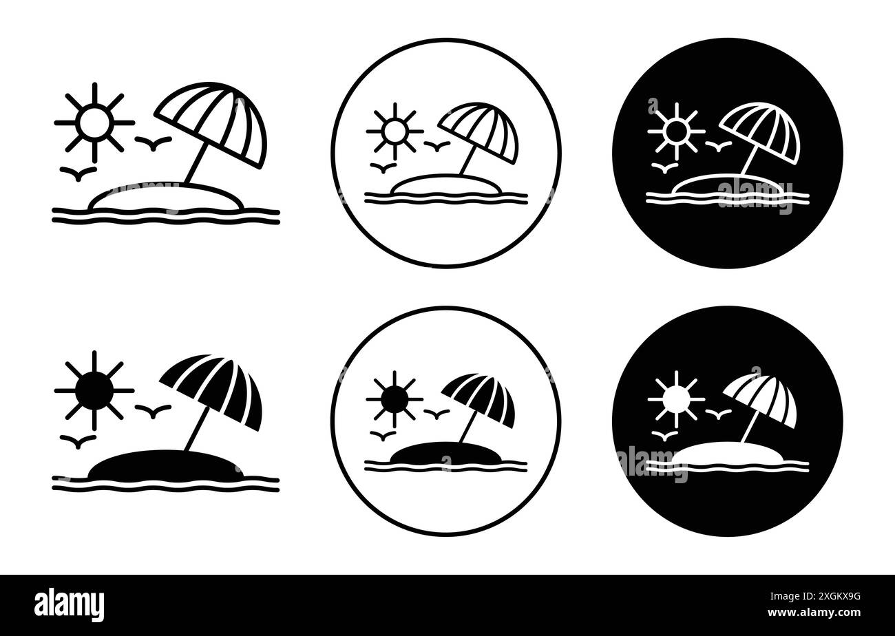 Beach Icon logo sign vector outline in black and white color Stock ...