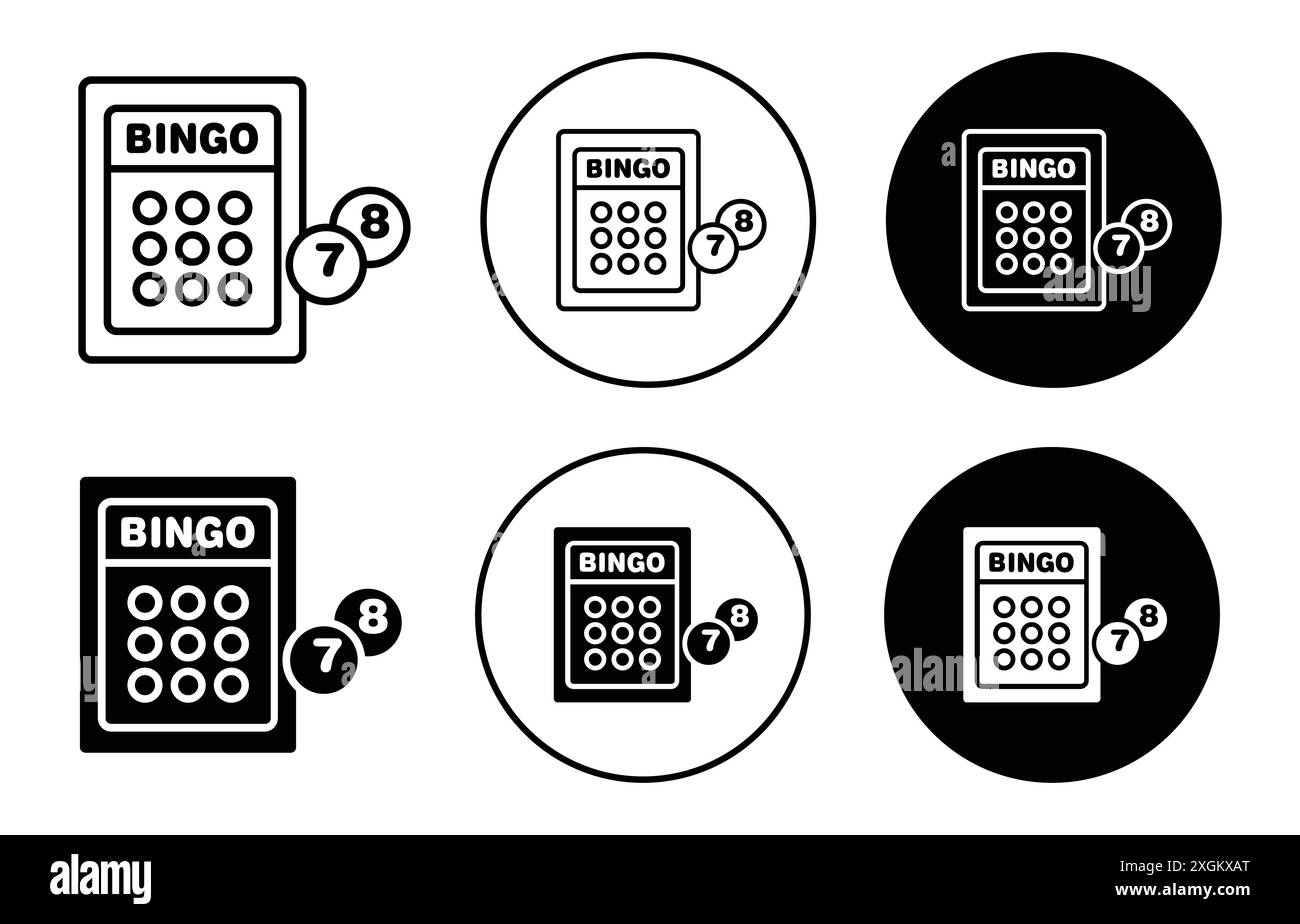 Bingo icon logo sign vector outline in black and white color Stock ...