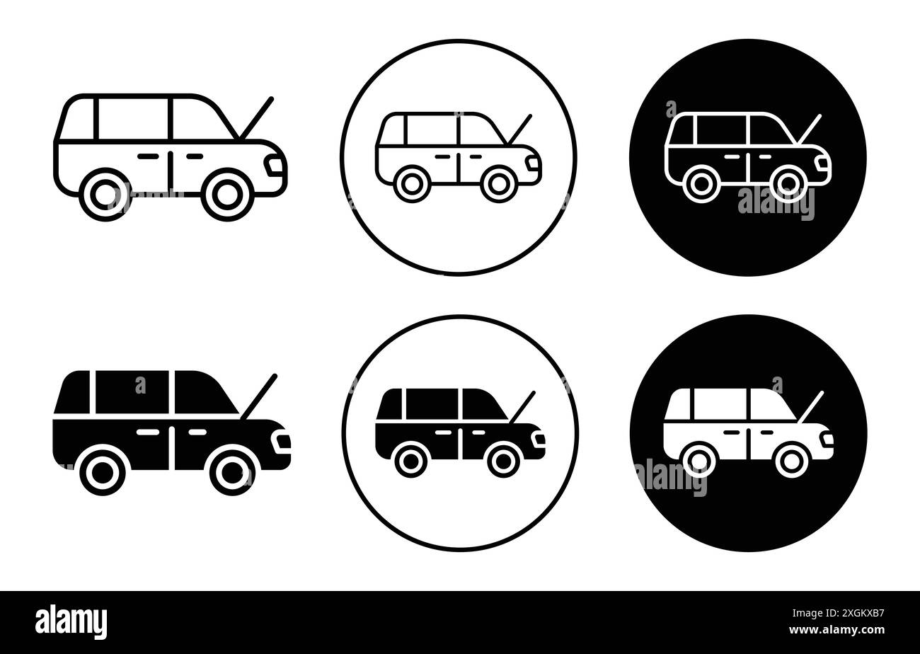 Car diagnostic icon logo sign vector outline in black and white color ...