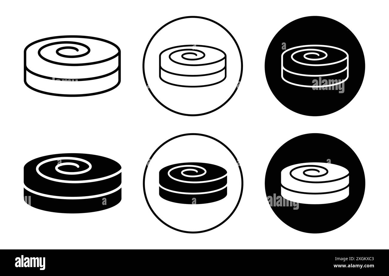 Cinnamon roll icon logo sign vector outline in black and white color Stock Vector Image & Art ...