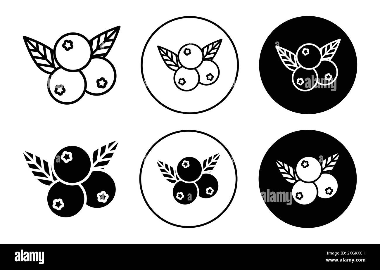 Blueberry icon logo sign vector outline in black and white color Stock ...