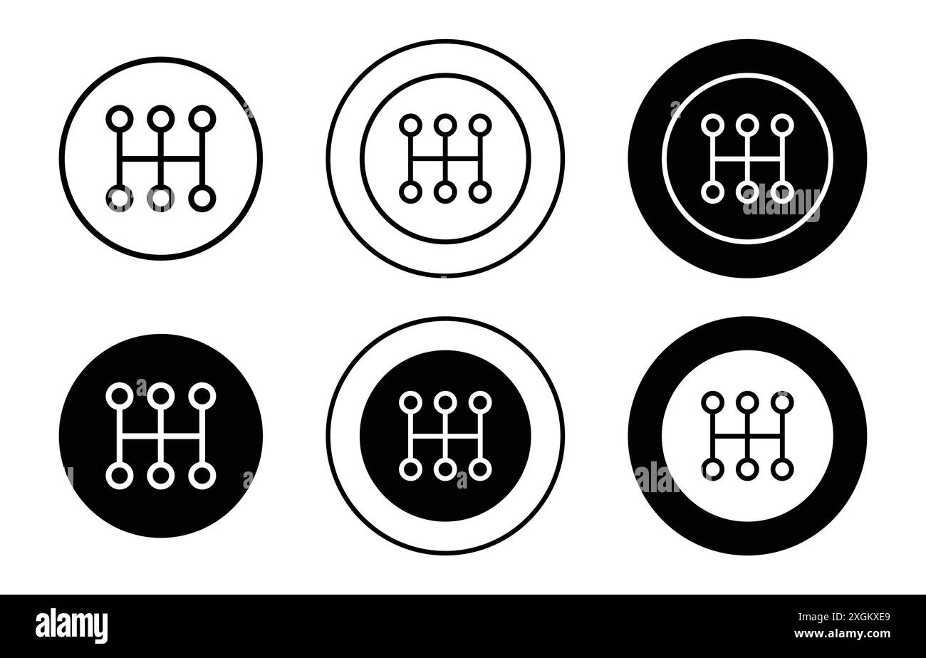 car gearbox Icon logo sign vector outline in black and white color ...