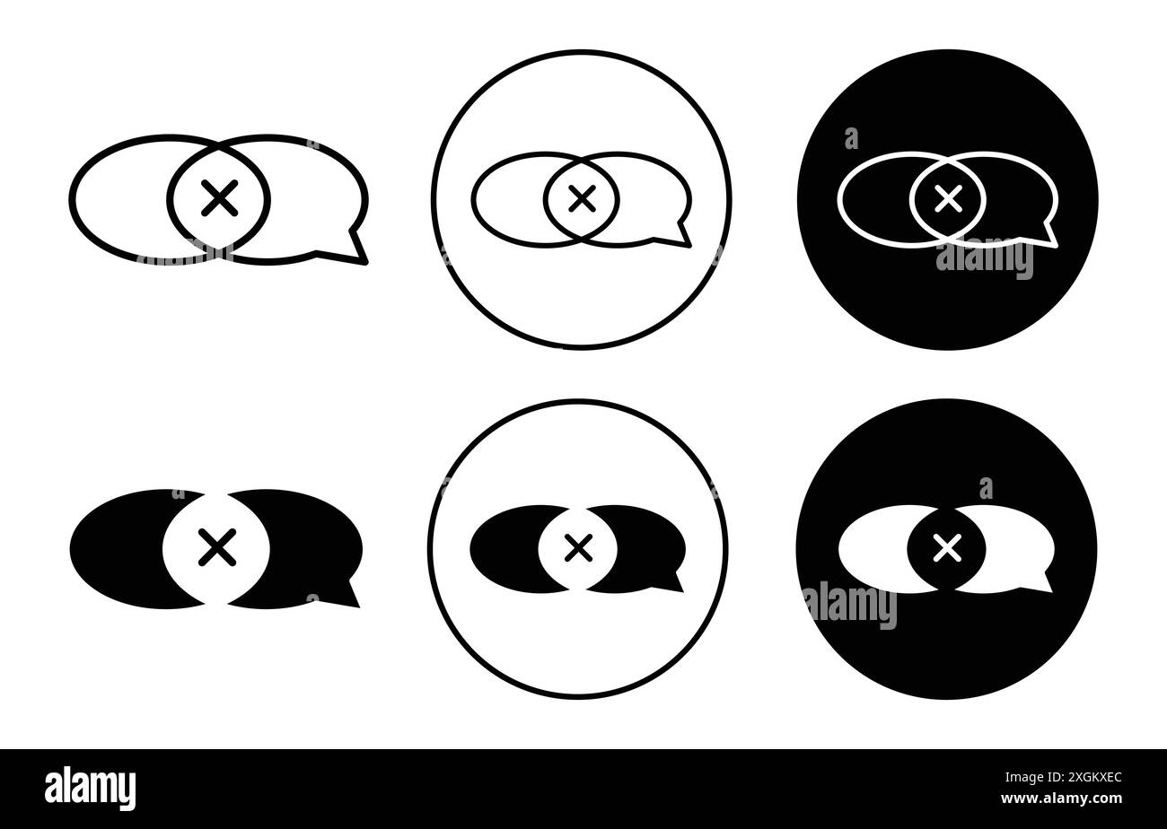 Disagreement icon logo sign vector outline in black and white color ...