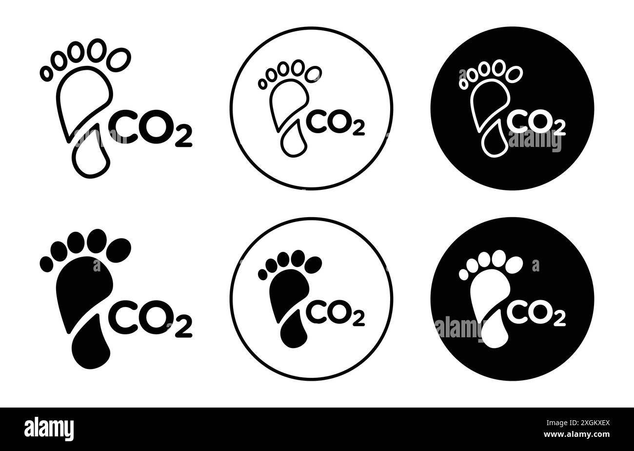 Carbon footprint icon logo sign vector outline in black and white color ...