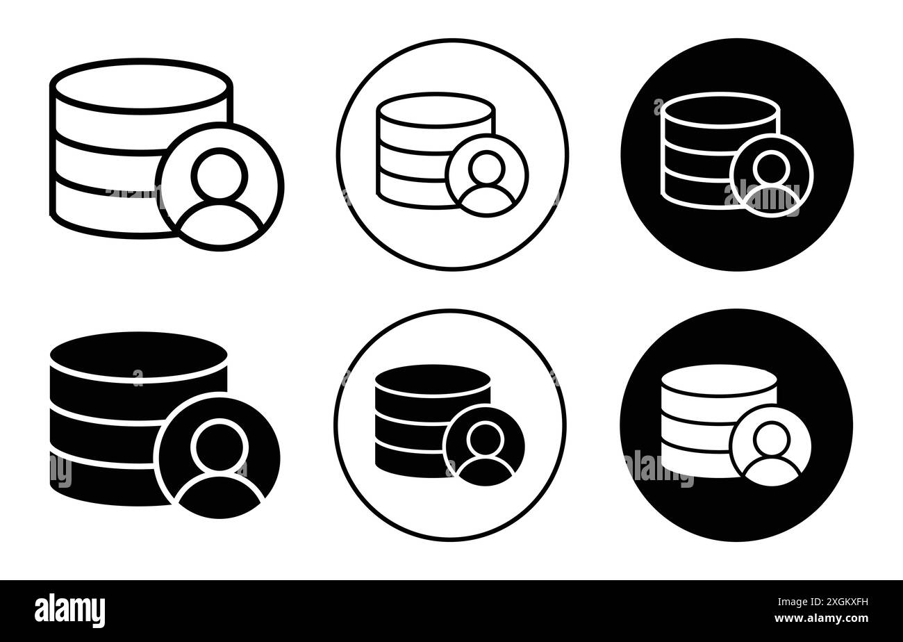 Database administrator icon logo sign vector outline in black and white ...