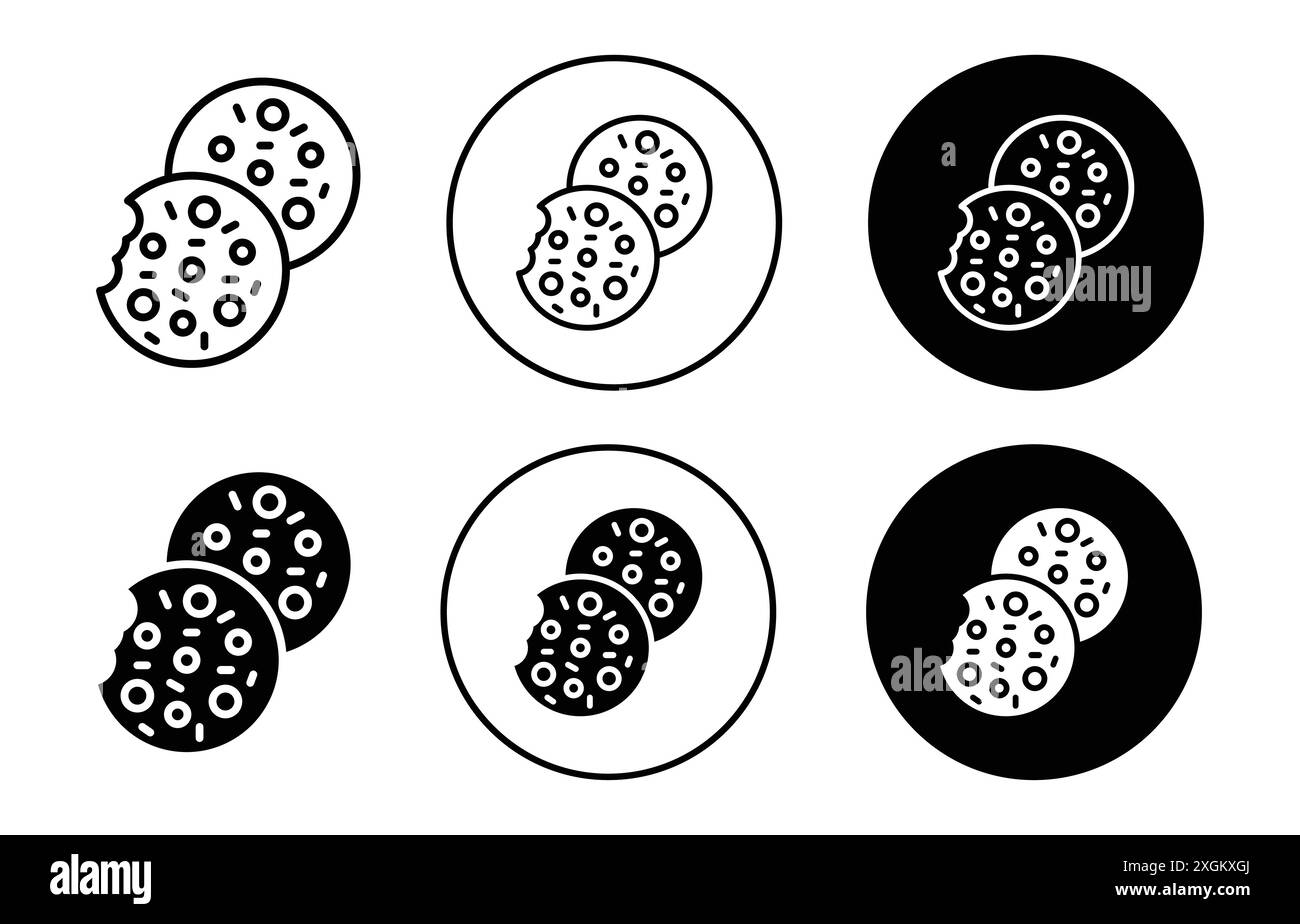 Cookie icon logo sign vector outline in black and white color Stock ...