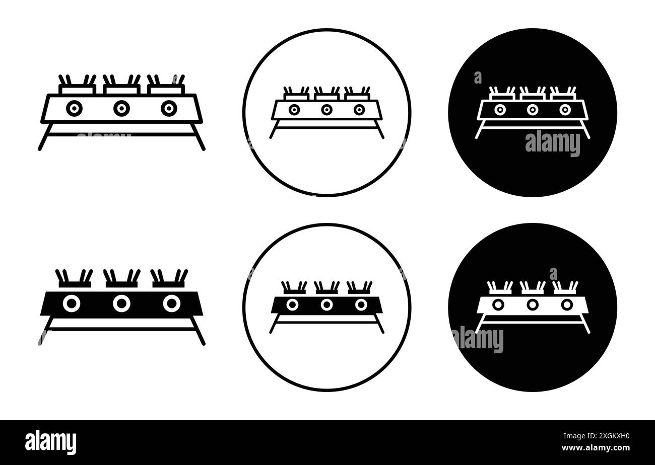 Cooking gas icon logo sign vector outline in black and white color ...