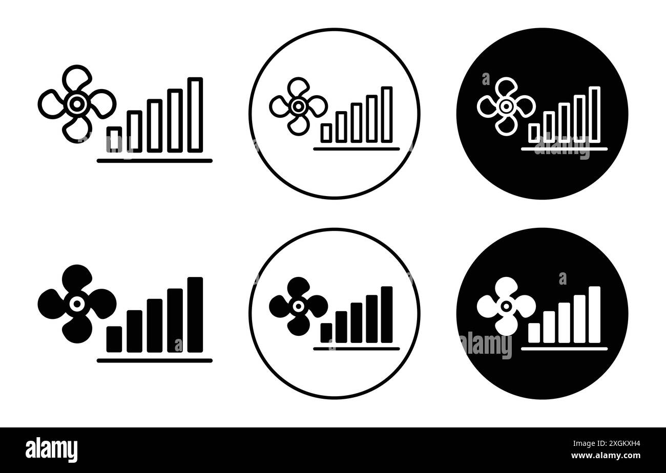 Fan power mode icon logo sign vector outline in black and white color ...