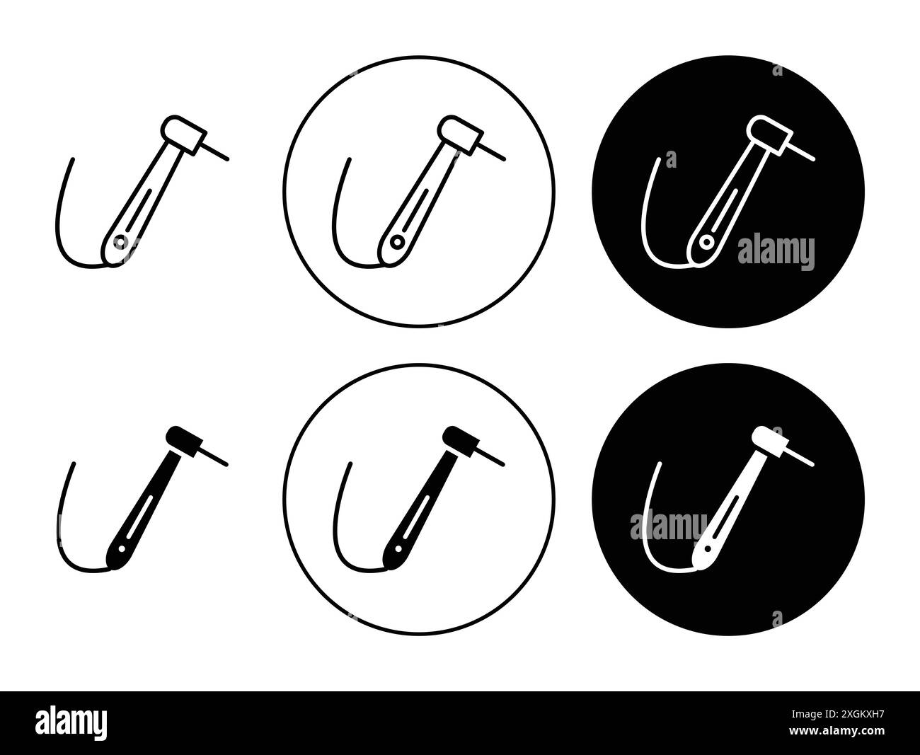 Dental drill icon logo sign vector outline in black and white color ...