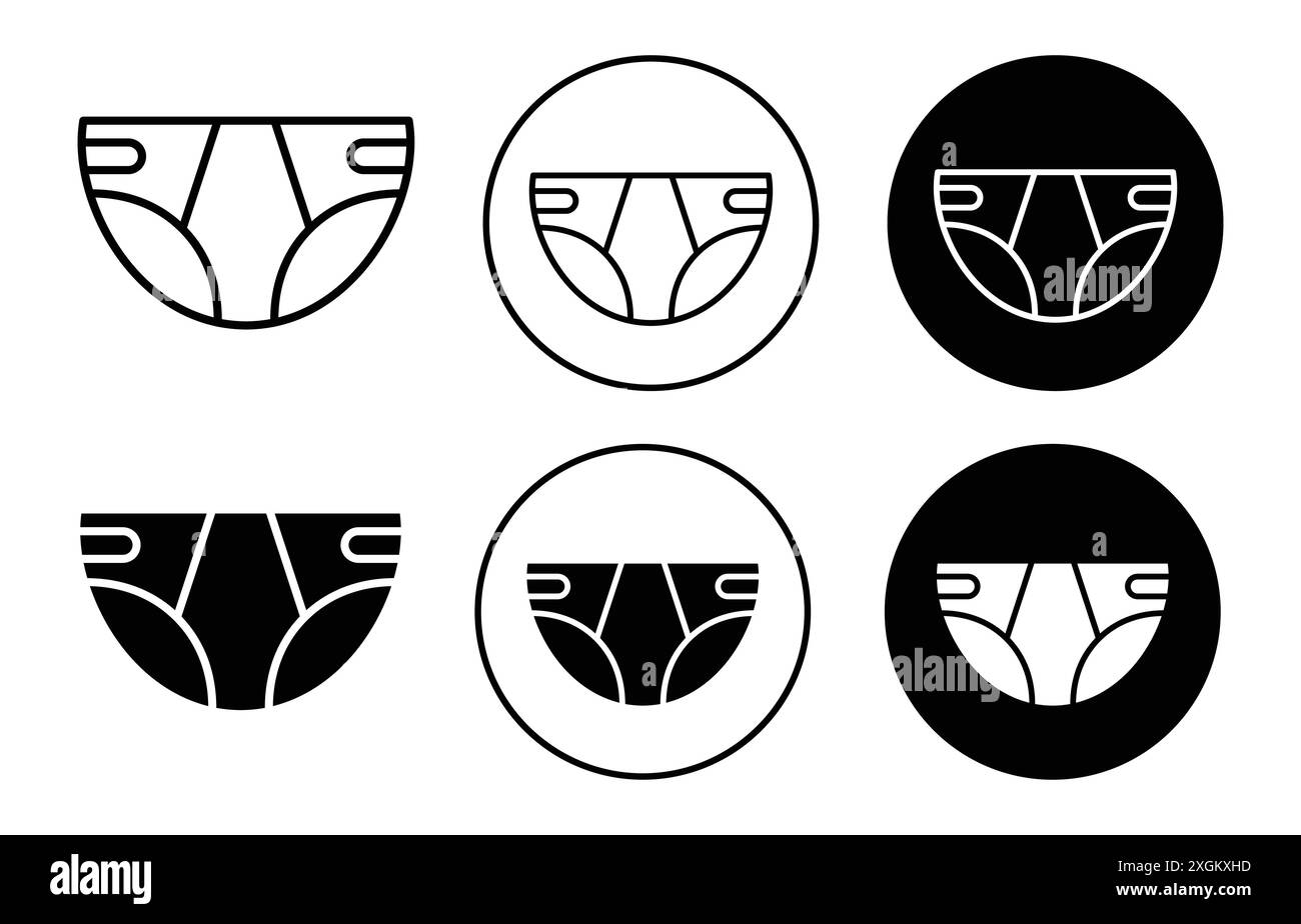 diaper icon logo sign vector outline in black and white color Stock ...