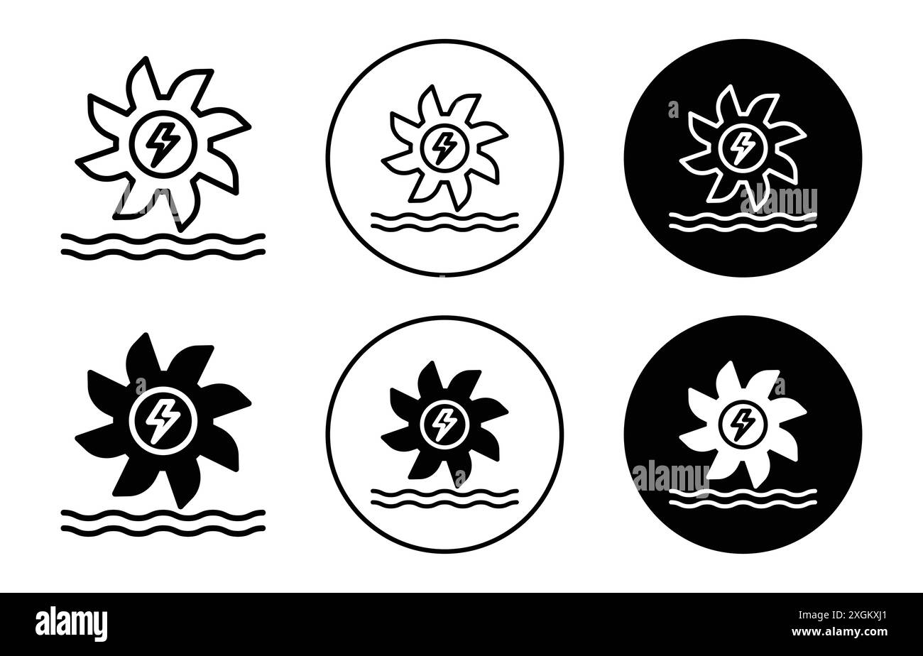 Hydro power icon logo sign vector outline in black and white color ...