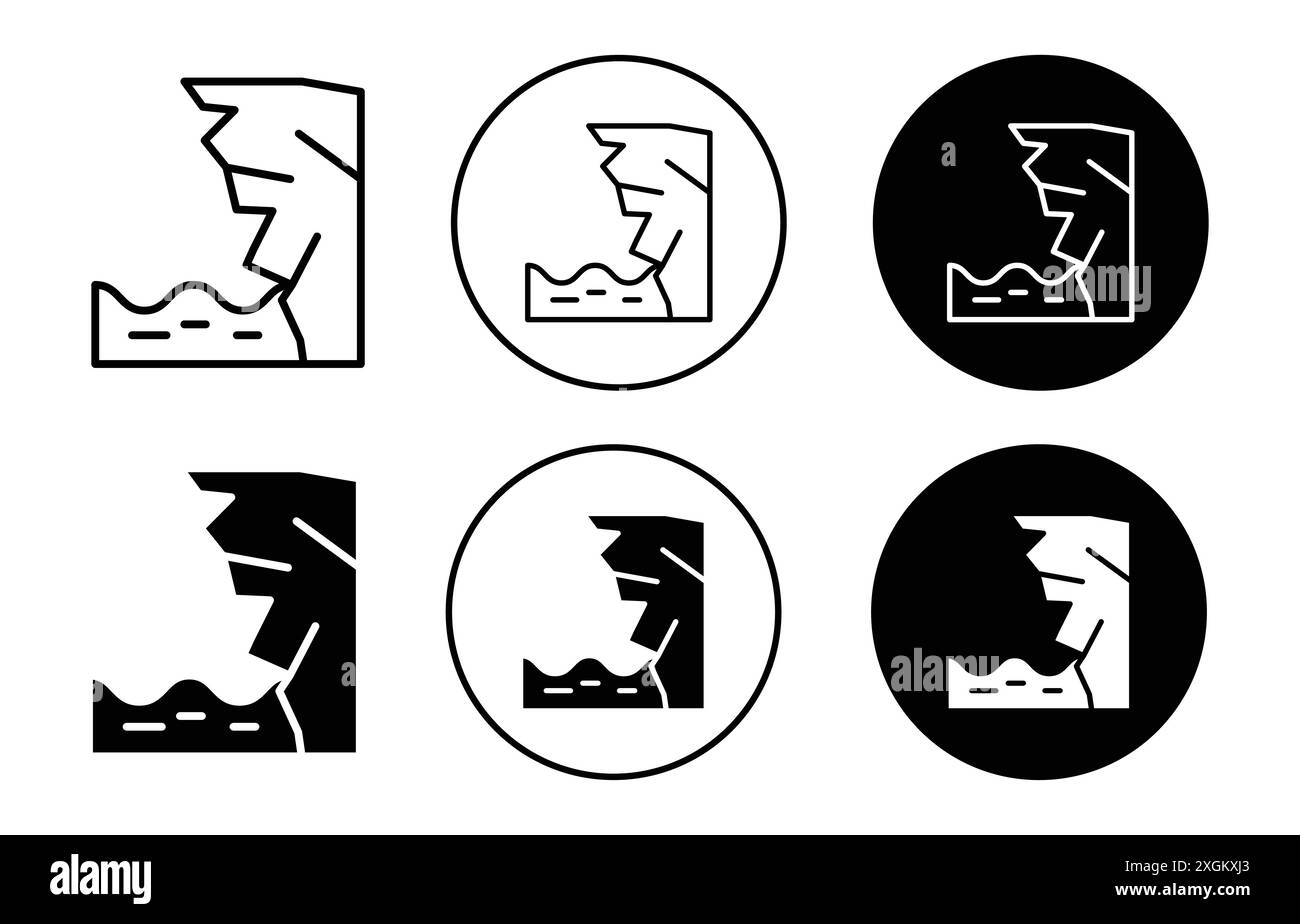 Cliff icon logo sign vector outline in black and white color Stock ...